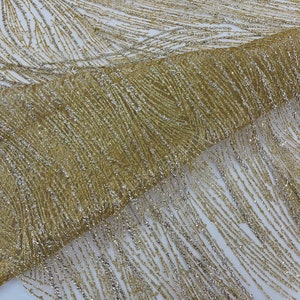 Gold Shining Glitter on Tulle Lace Fabric by the Yard for Quinseñera ...