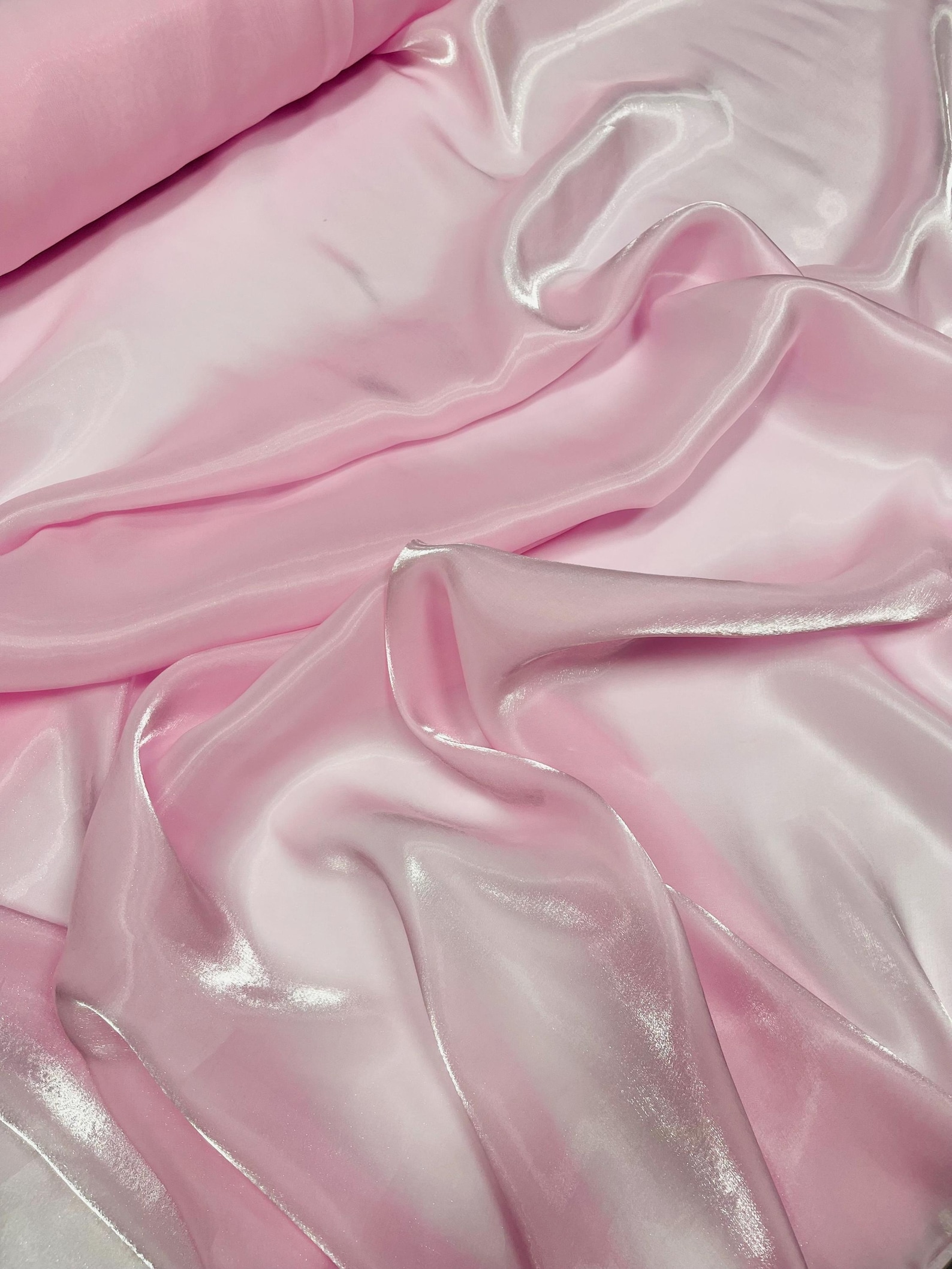 Baby Pink Shimmer Liquid Chiffon Fabric: Ultra Glossy Bridal Material ...