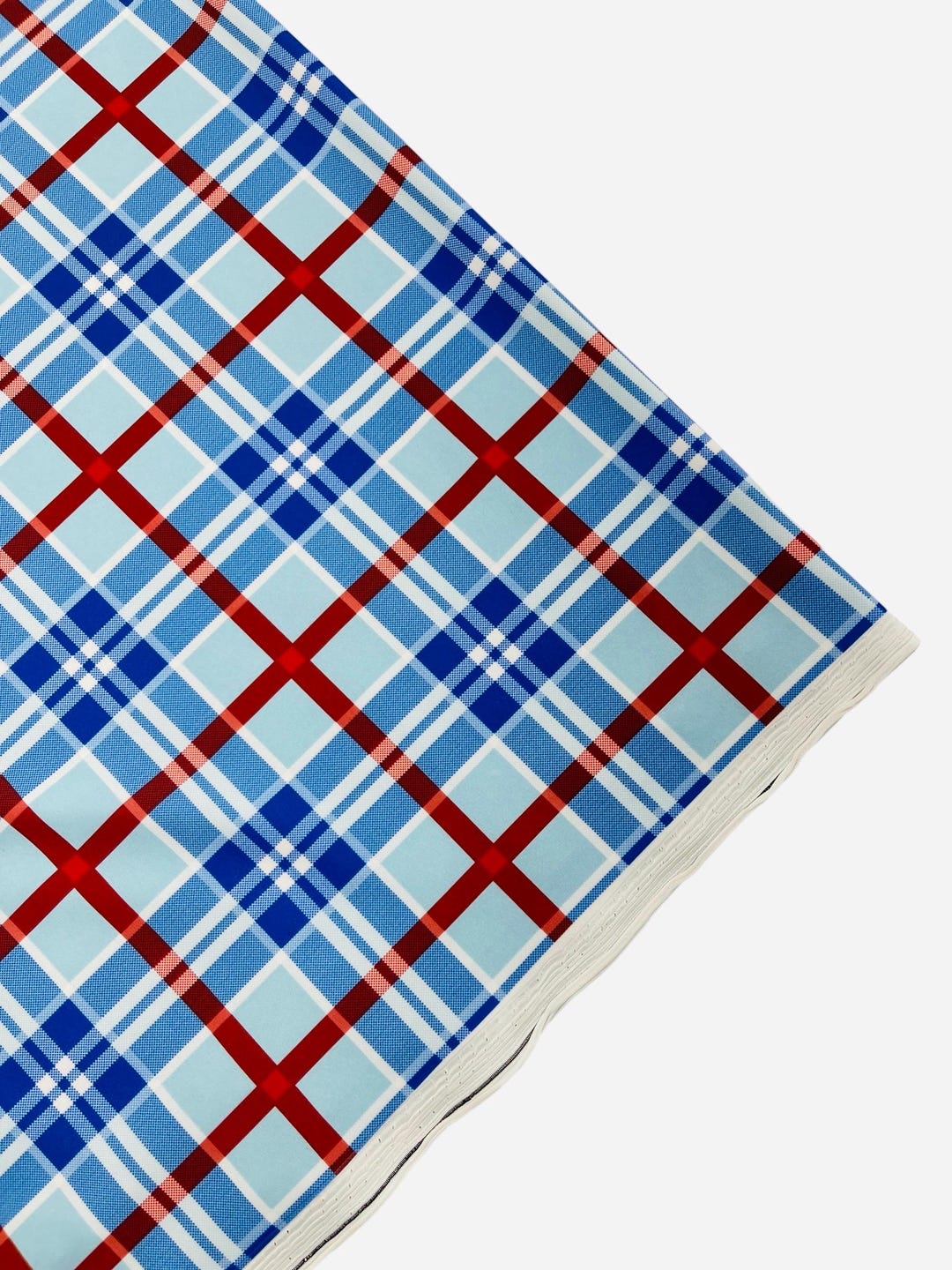 Blue Checker Spandex Fabric: 4-way Stretch Geometric Print - Etsy