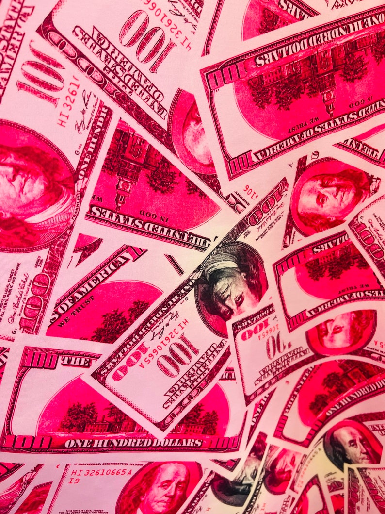 Pink 100 Dollar Bill Fabric: Stretch Spandex Money Print - Etsy