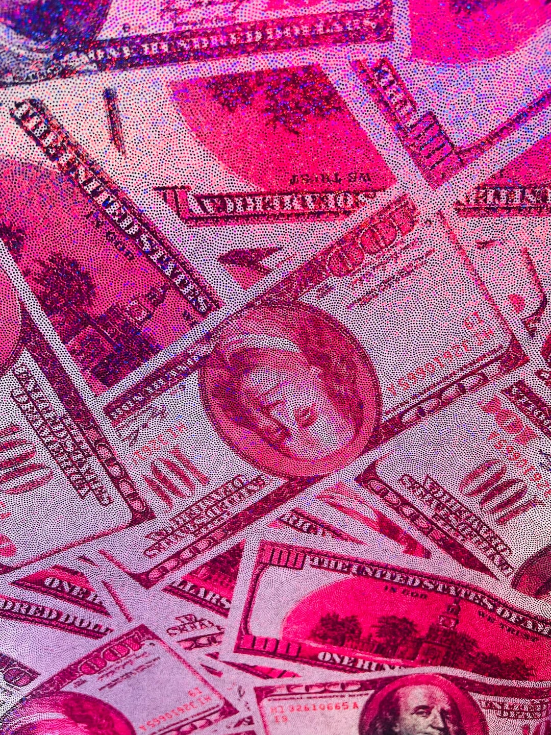 Mia's Fabrics Inc, Money Print Fabric - Metallic Pink - 100 Dollar ...