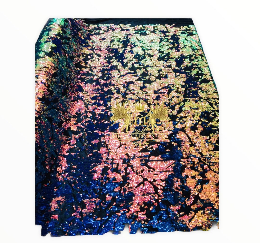 Iridescent Rainbow Sequin Black Velvet Fabric: 2-way Stretch (60") - Etsy