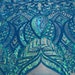 Iridescent Turquoise Sequin Fabric: Royalty Embroidered Mesh, Prom Gown ...