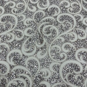 Silver Fashion Beaded Fabric, Lace Beads Sequin Floral Fabric by the ...
