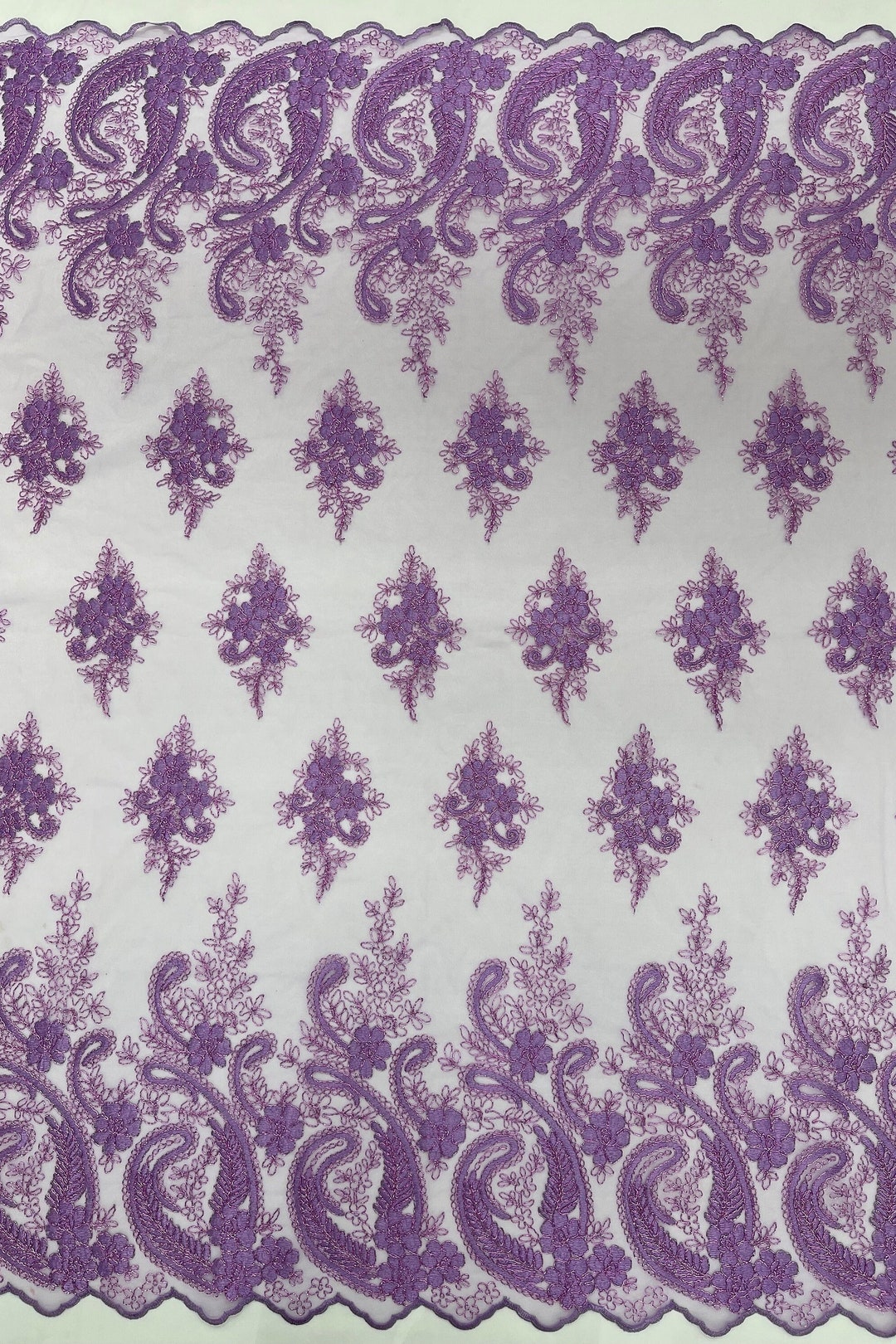 Lilac Metallic Corded Lace Floral by Yard With Metallic Thread Flower ...