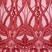 Red Fashion Design Bead Damask Fabric, Embroidered Elegant Design With ...