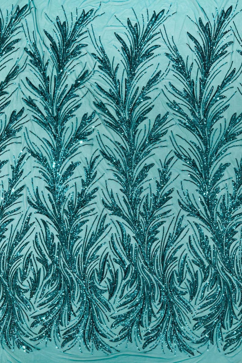 Jade Green Sequin Fabric: 4-way Stretch Lace Mesh, Prom Gown Fabric - Etsy