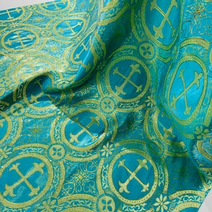 Turquoise/gold Religious Brocade | Liturgical Fabric | Ecclesiastical ...