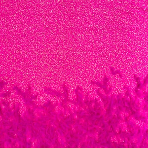 Neon Pink Sequin Velvet Fabric With Feathers on Pink Stretch Velvet ...