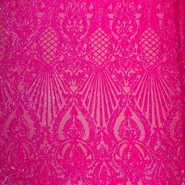 Pink Damask Fabric - Etsy