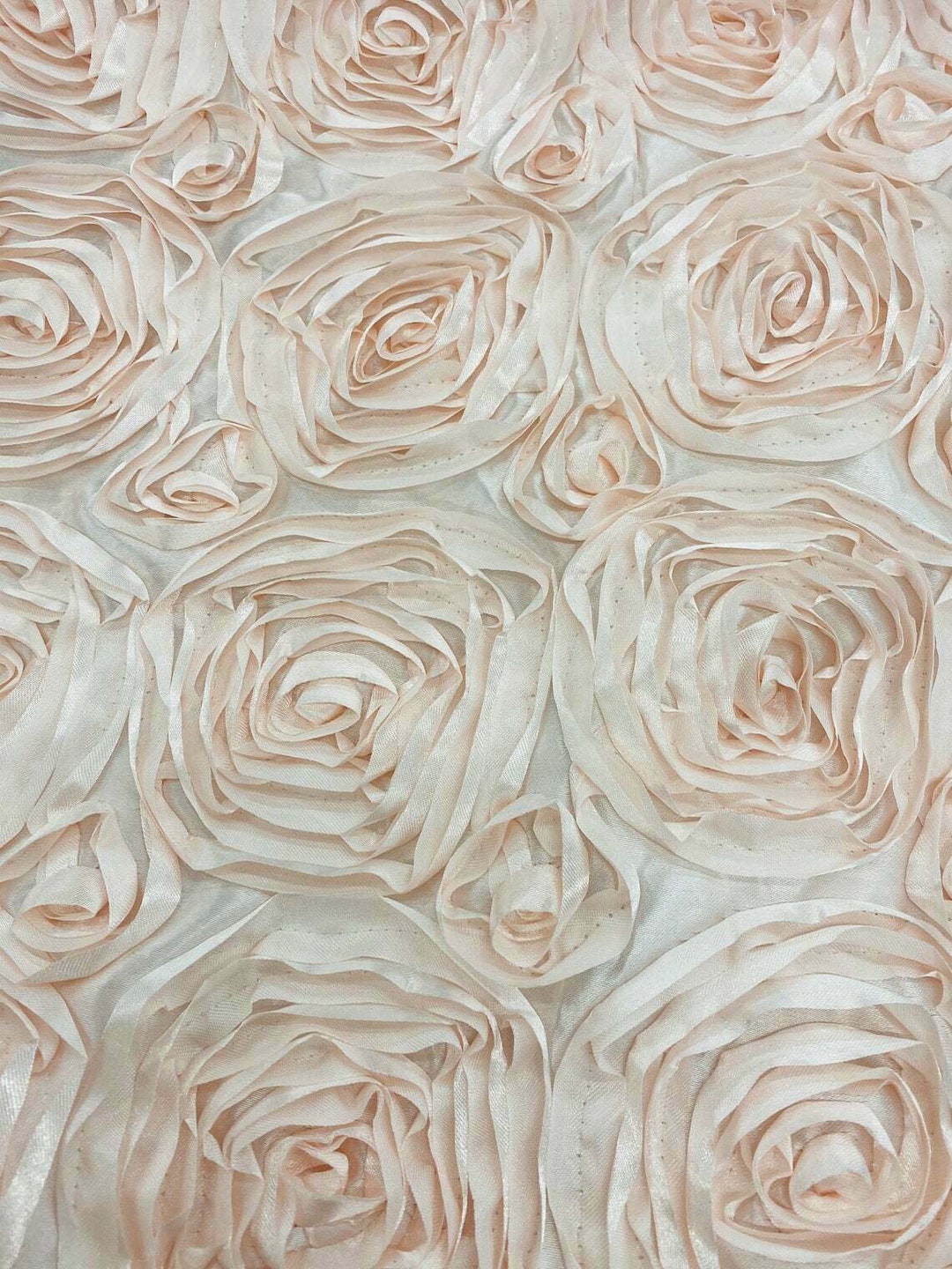 Blush Rosette Fabric 3D Rosette Satin, Floral Satin ( Choose the Size ...