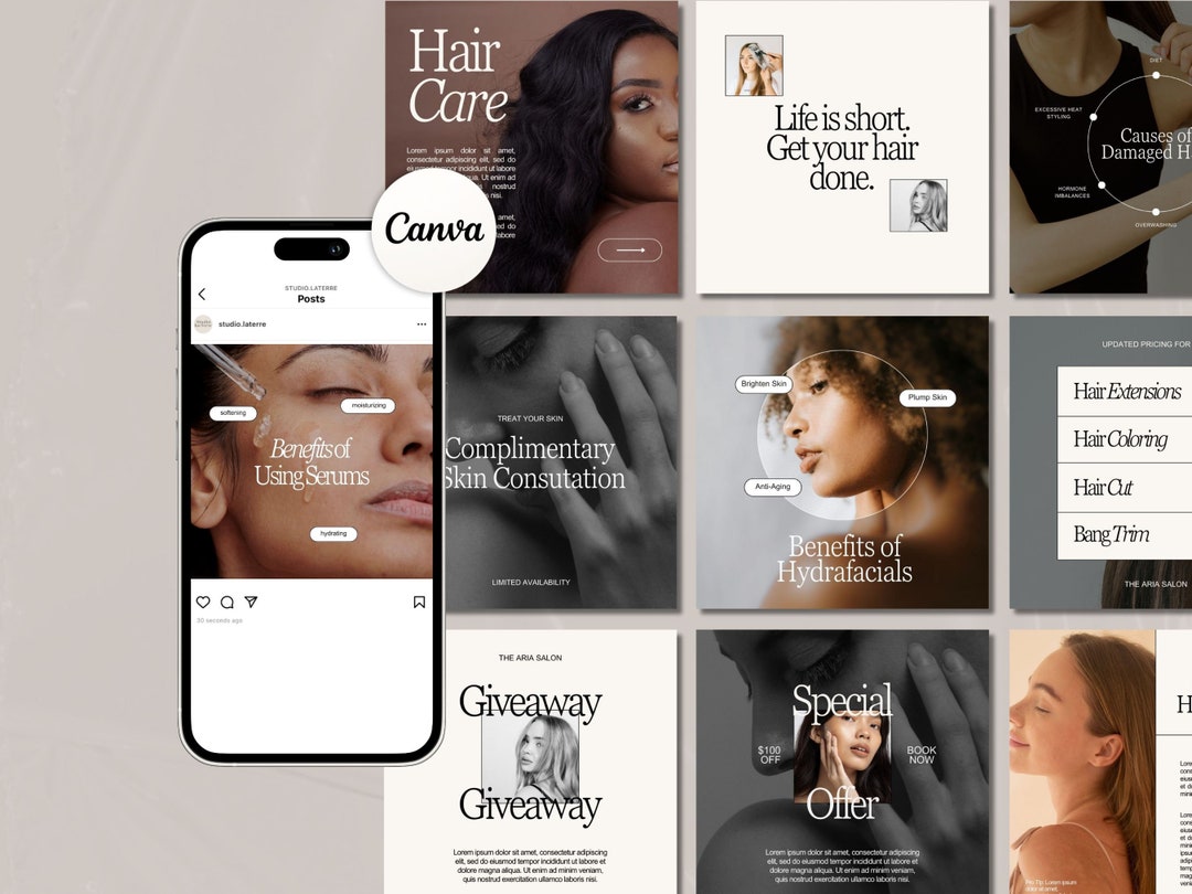 Instagram Templates for Beauty Salon, Hair Stylist IG Templates ...