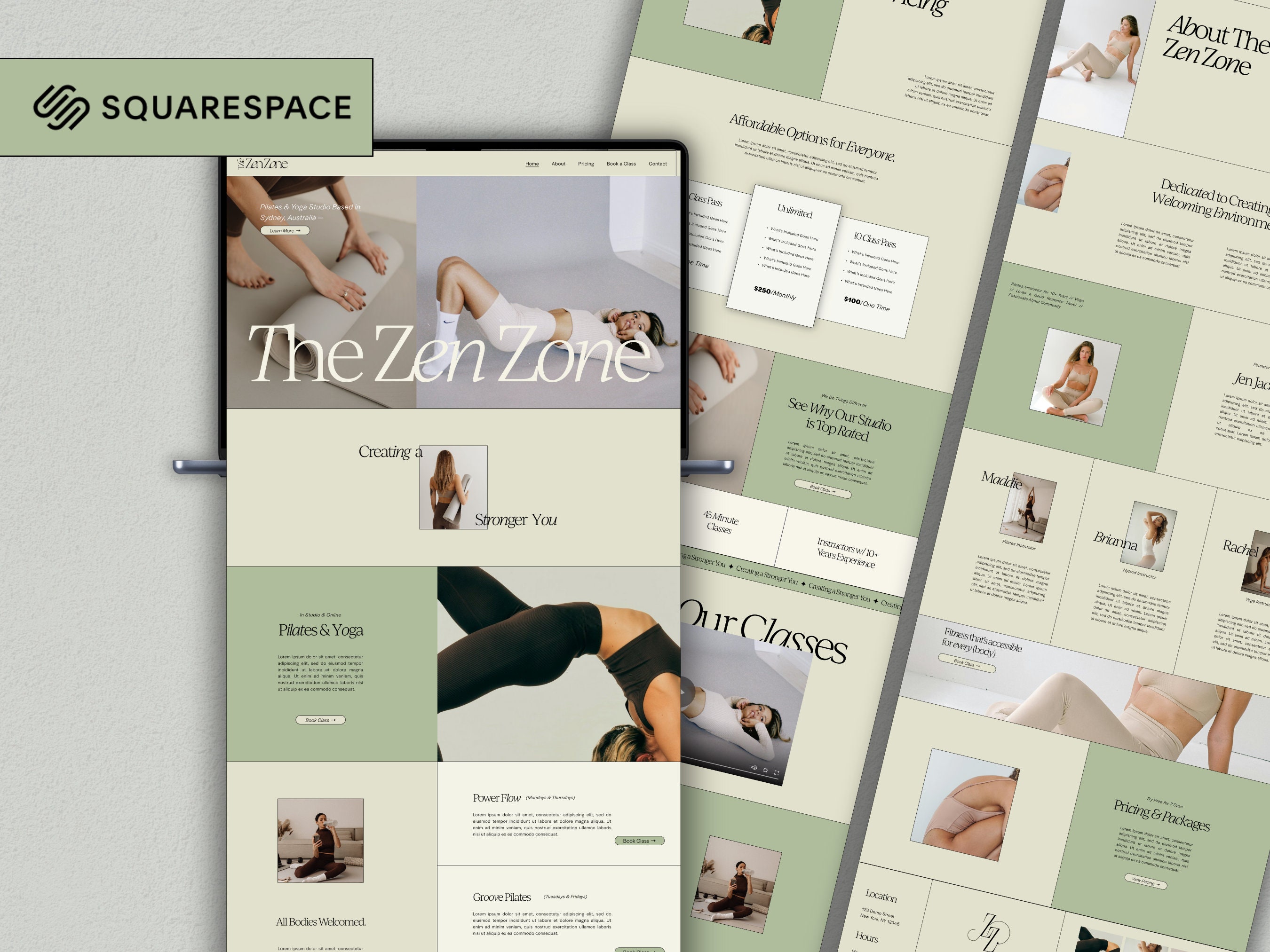 Fitness Website Theme, Pilates Instructor Booking Site, Squarespace 7.1 ...