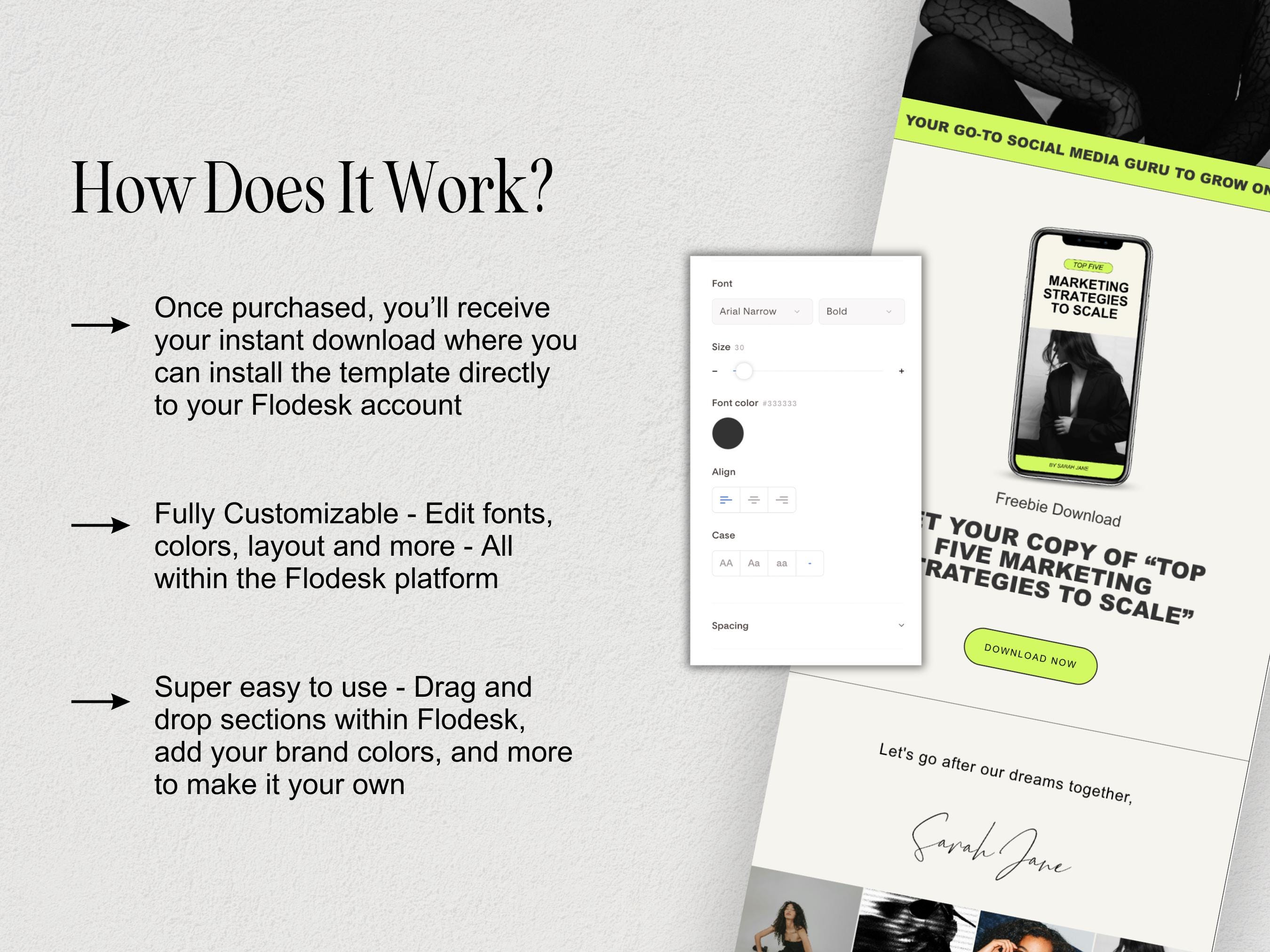 Flodesk Template, Neon Email Template, Email Newsletter for Social ...