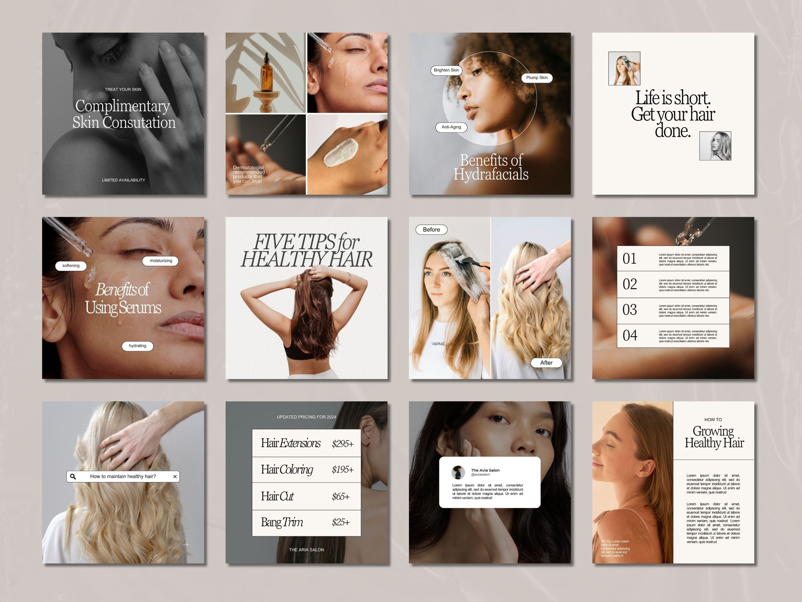 Instagram Templates for Beauty Salon, Hair Stylist IG Templates ...
