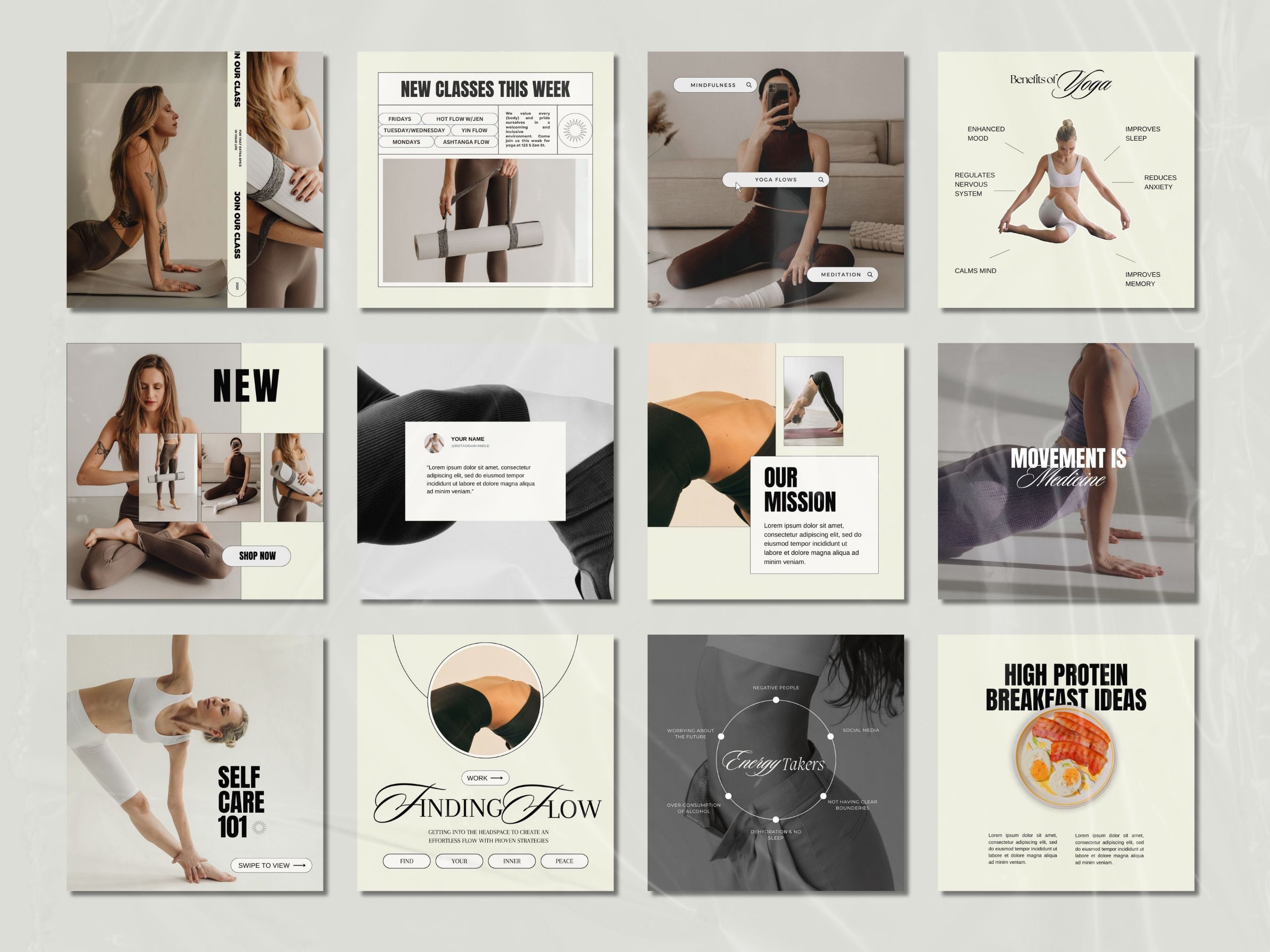 Instagram Templates for Fitness Studios, Fitness Coach IG Templates ...