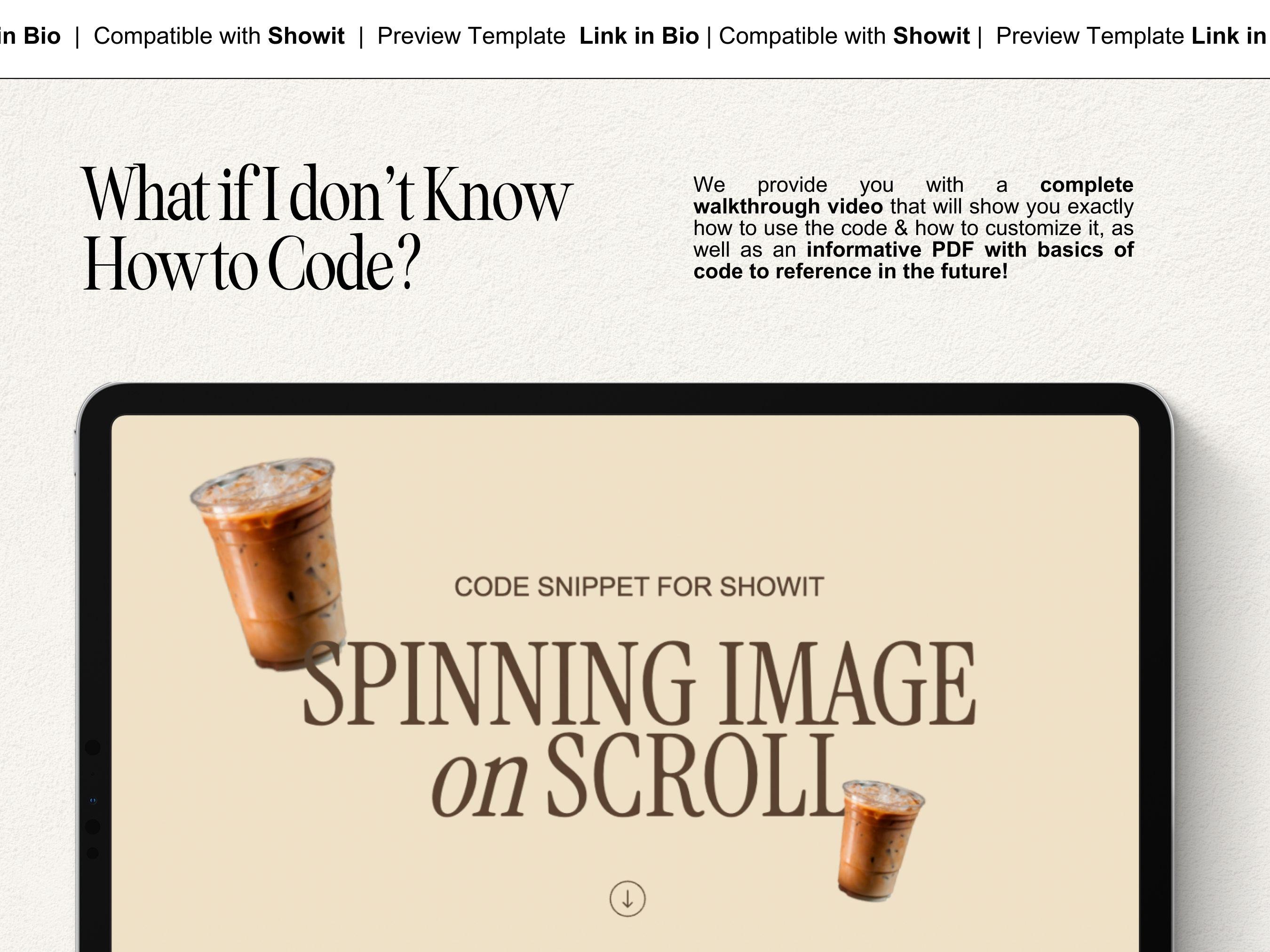 Showit Code Snippet, Rotating Image Scroll Effect for Showit, Showit ...