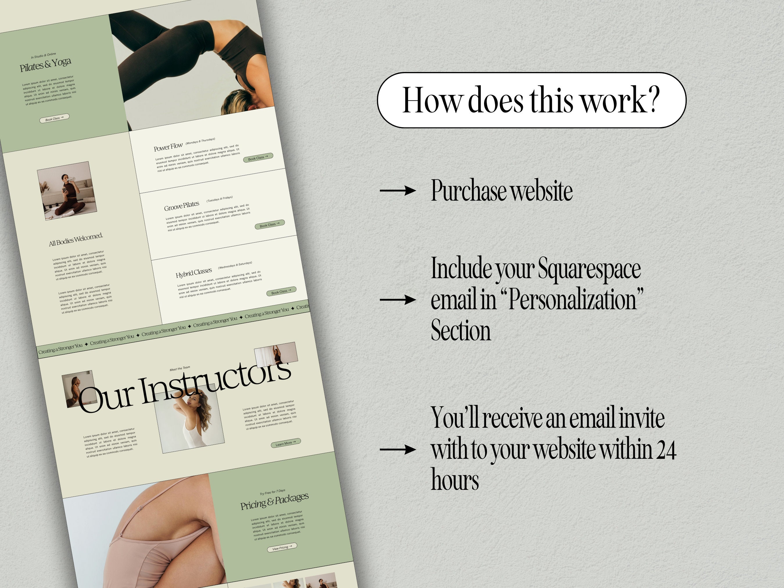 Fitness Website Theme, Pilates Instructor Booking Site, Squarespace 7.1 ...