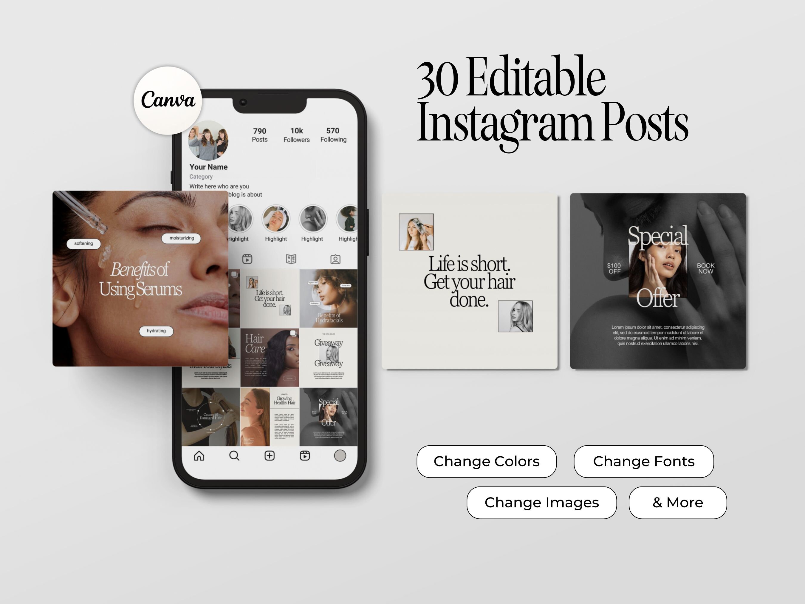 Instagram Templates for Beauty Salon, Hair Stylist IG Templates ...