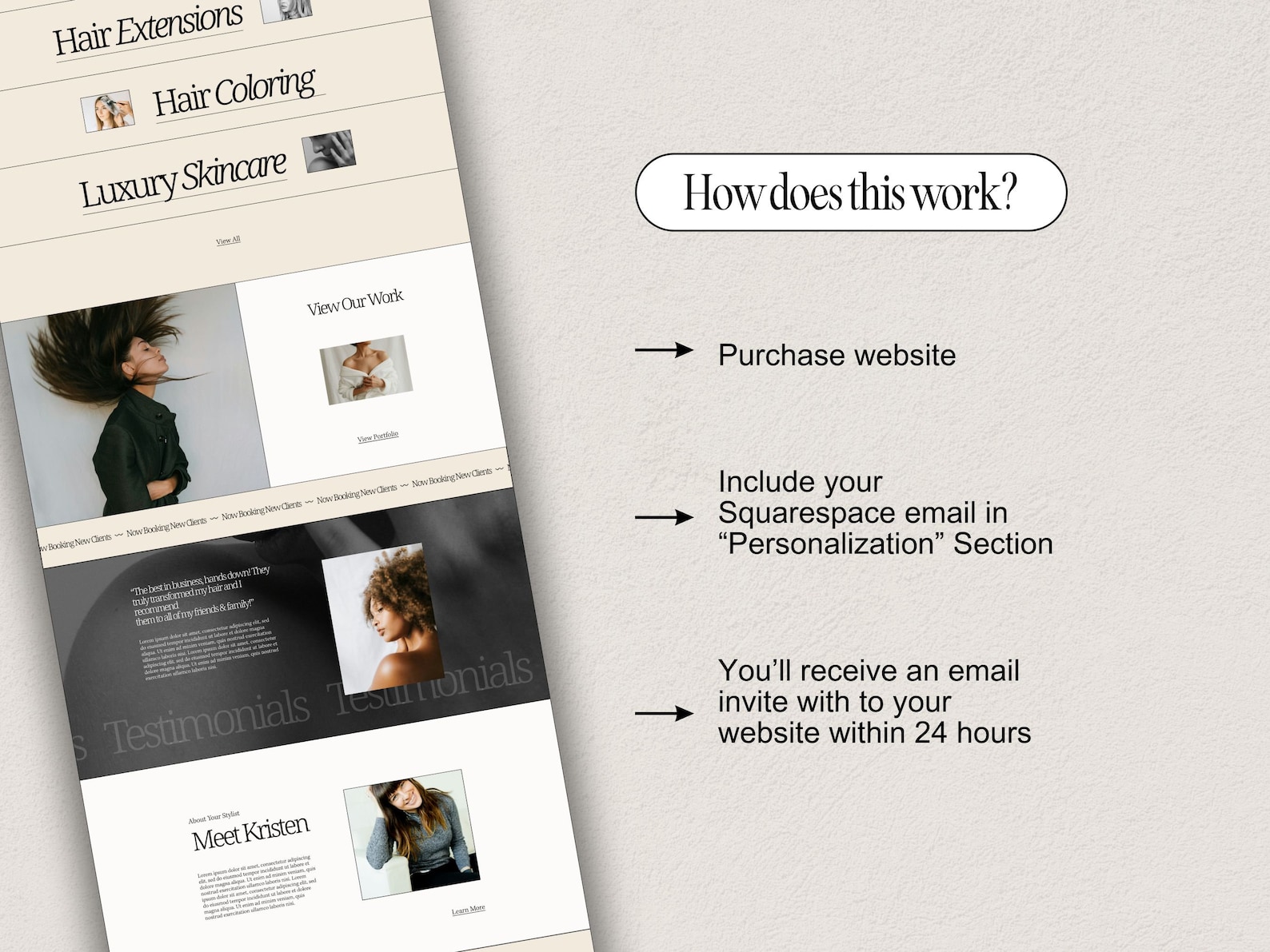 Hair Salon Website Template, Squarespace Hair Stylist Website Theme ...