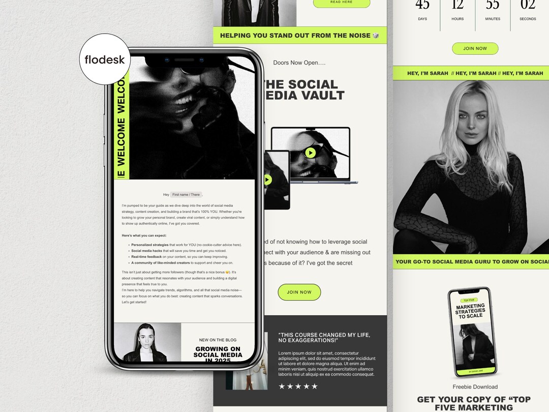 Flodesk Template, Neon Email Template, Email Newsletter for Social ...
