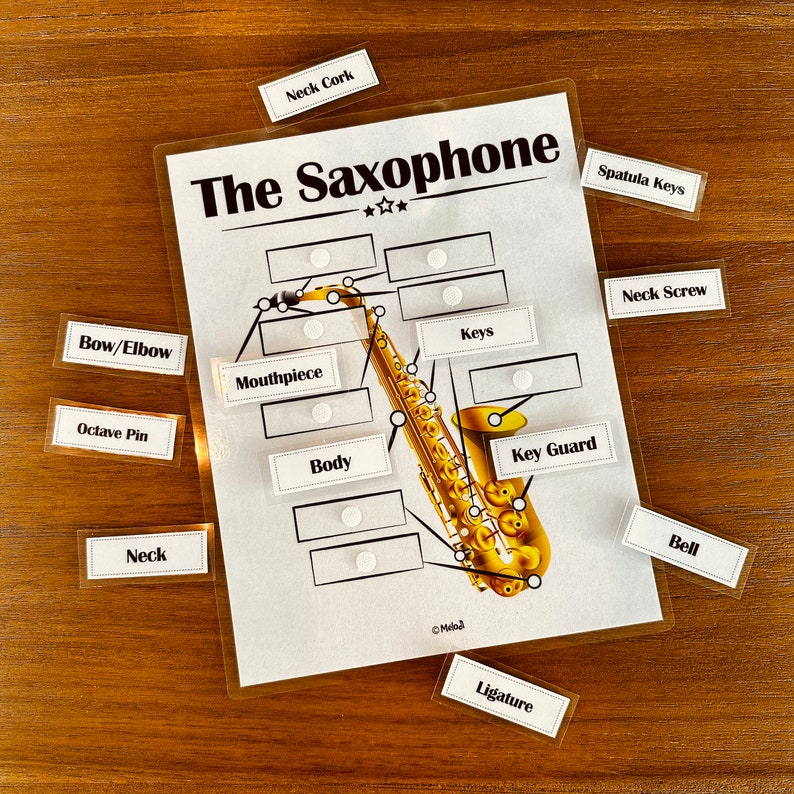 Saxophone Parts Printable Memory Game, Learning Saxophone, Beginner ...