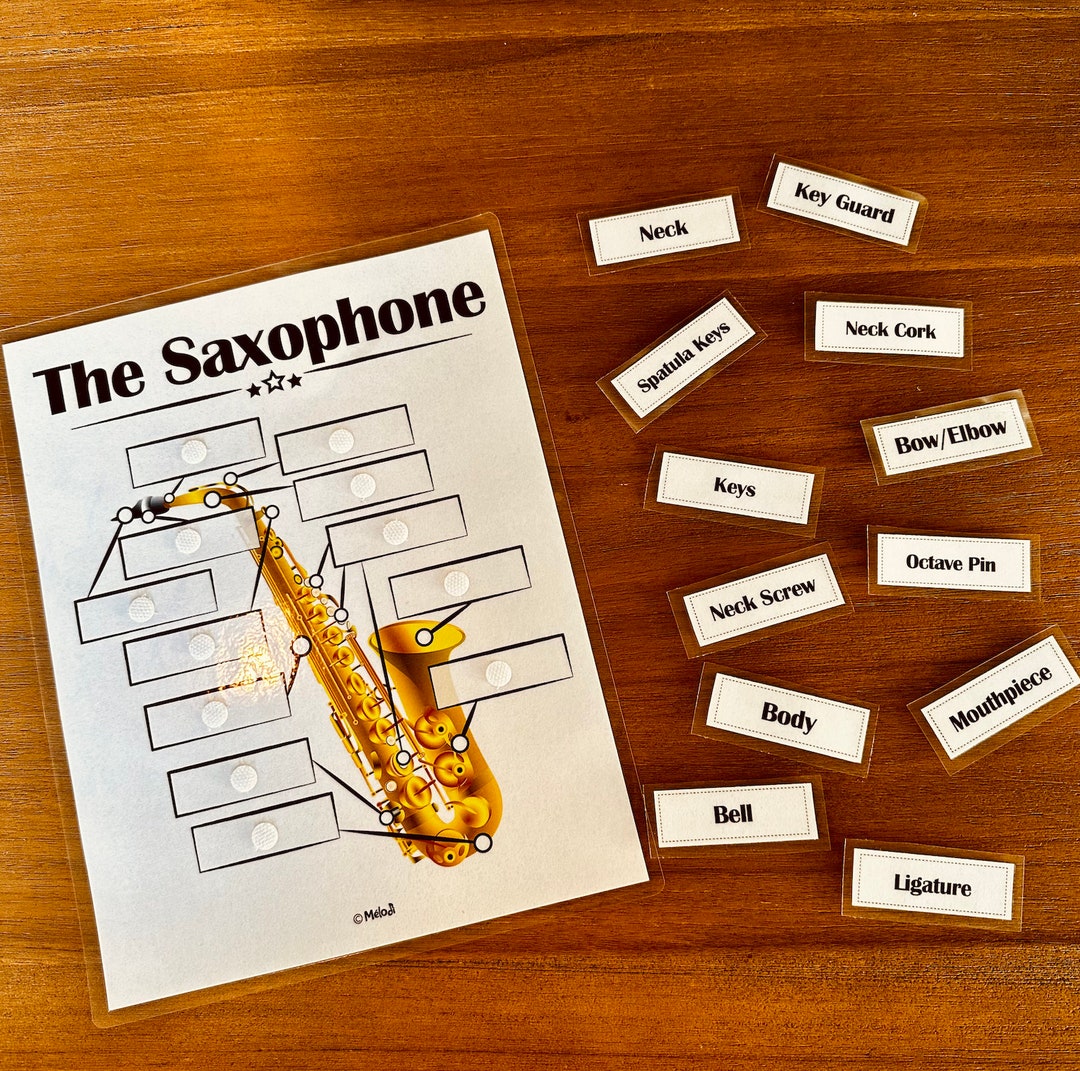 Saxophone Parts Printable Memory Game, Learning Saxophone, Beginner ...