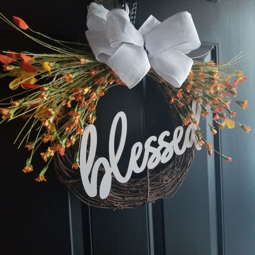 Adorable Bright Blessings Wreath Orange Wreath Simple - Etsy