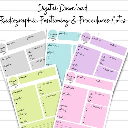 Radiology Lab and Clinical Notes Radiographic Procedures and - Etsy