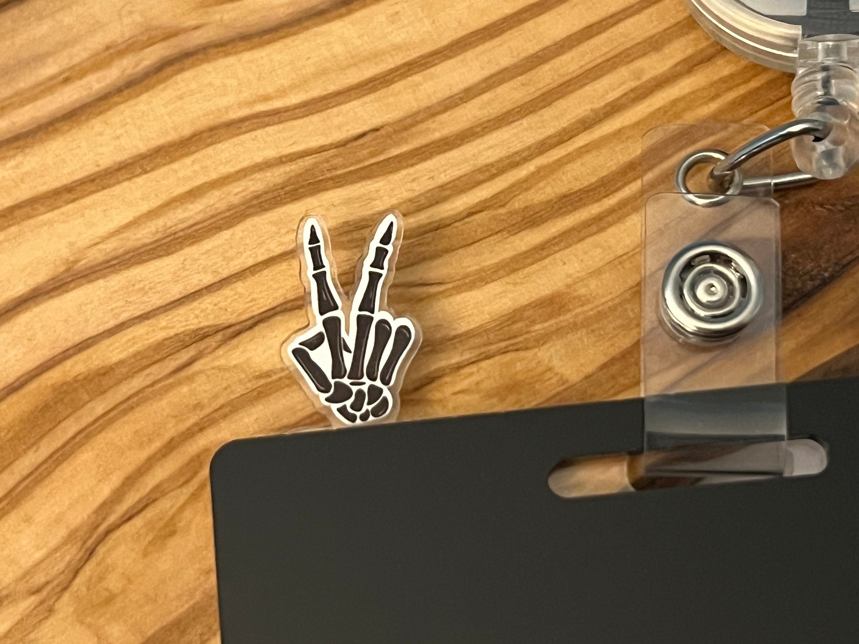 Skeleton Peace Sign Badge Buddy Topper ID Badge Accessories - Etsy
