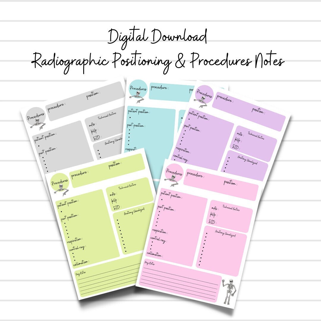Radiology Lab and Clinical Notes Radiographic Procedures and - Etsy