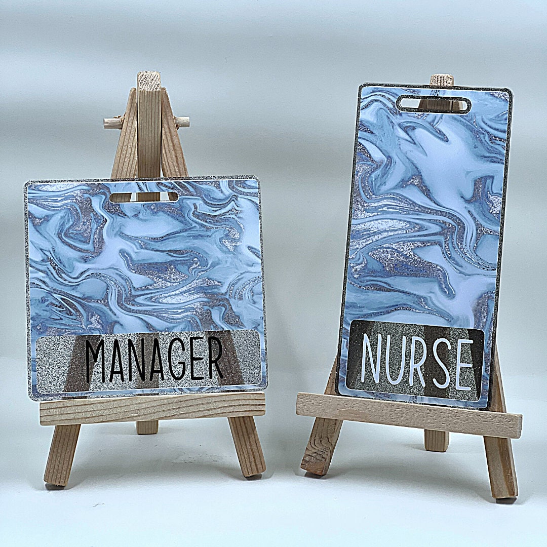 Custom Badge Buddy - Blue and Silver Marble Badge Buddy - Badge Buddy ...