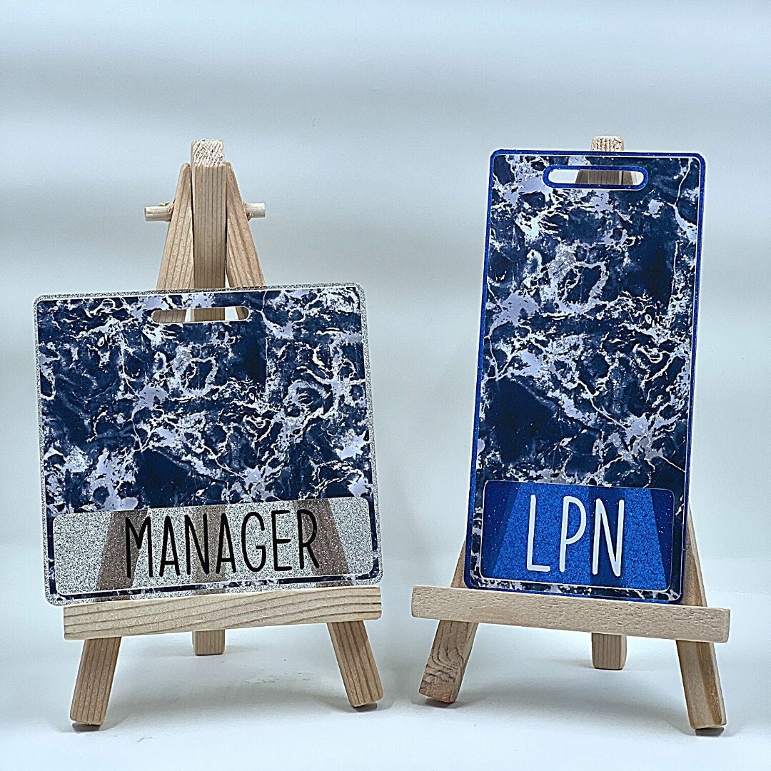 Custom Badge Buddy - Ocean Blue and White Marble Badge Buddy - Badge ...