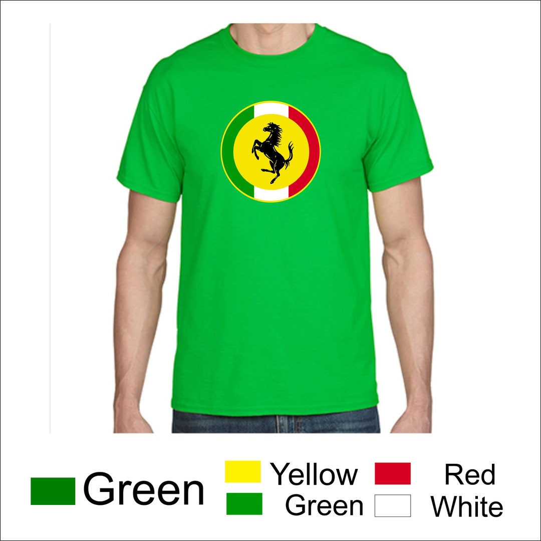 T-SHIRT With Italia Flag & Round Ferrari Logo 4 Color - Etsy