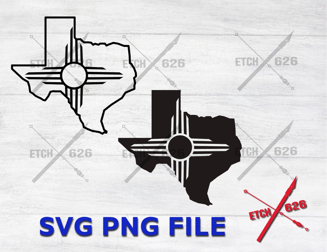 Texas State Outline With Zia in the Middle New Mexico Digital Files ...