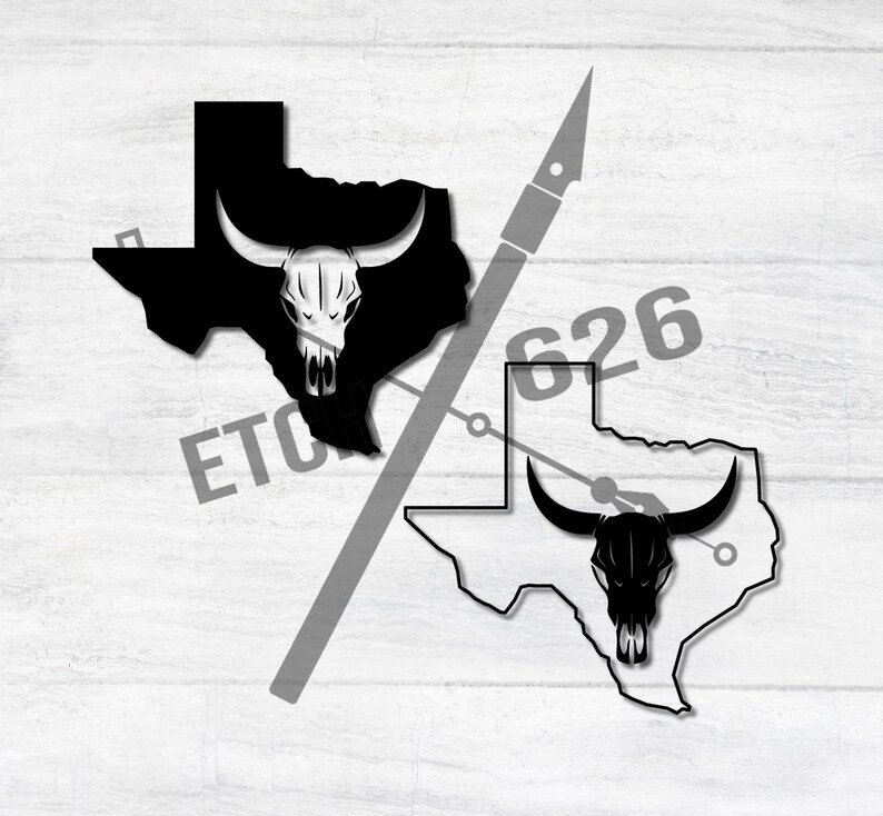 Texas State Outline With Cow Skull in the Middle Digital Files, Cricut ...