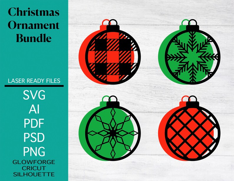 Paquete de adornos navideños SVG listo para láser cricut - Etsy México