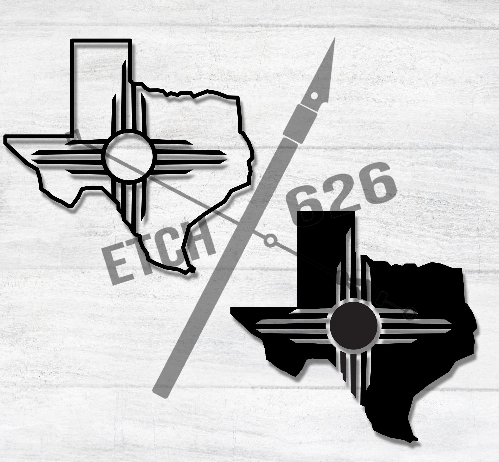 Texas State Outline With Zia in the Middle New Mexico Digital Files ...