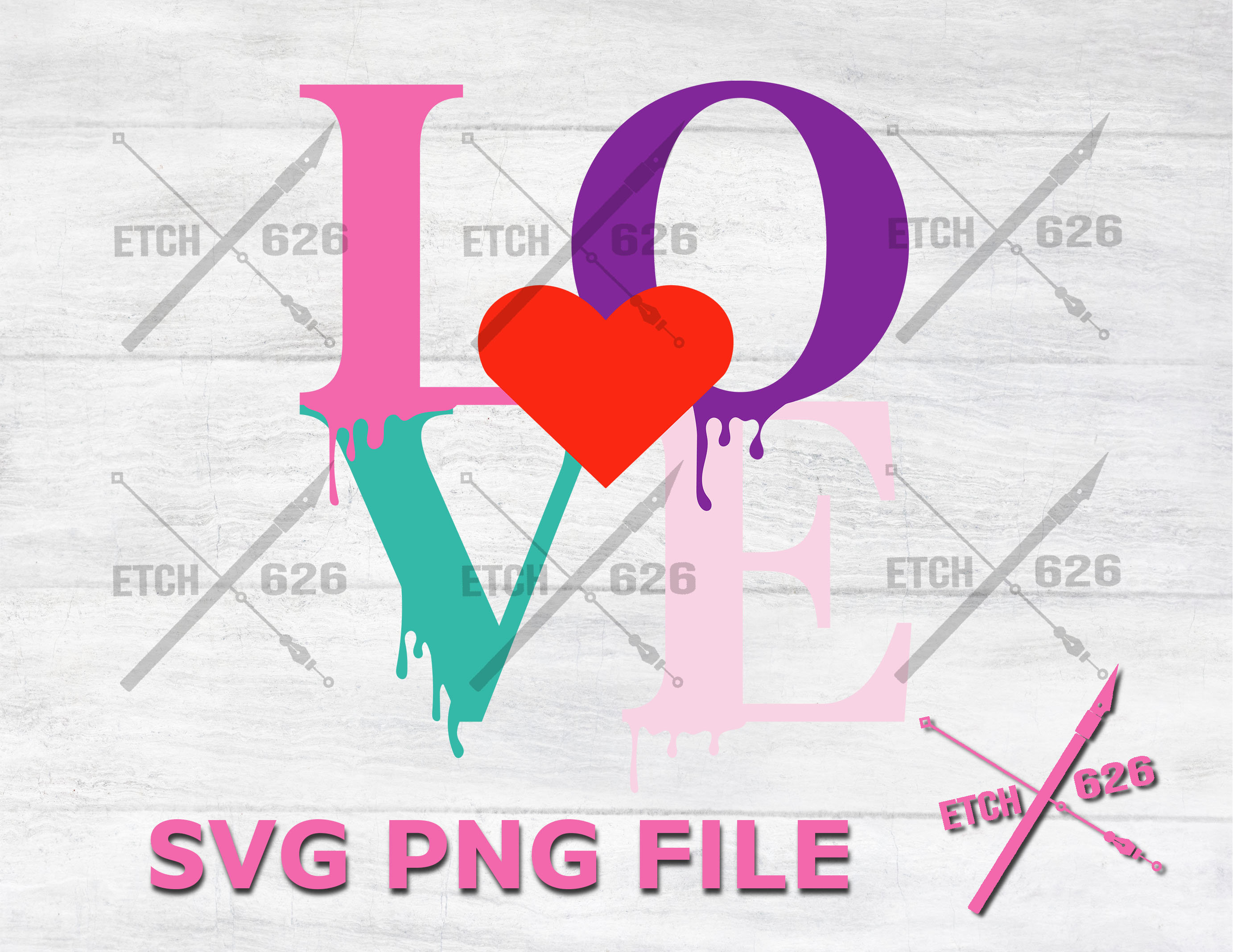 Love Drip , Multi Color Digital Download, 2 Files, Svg, Png, Cricut ...