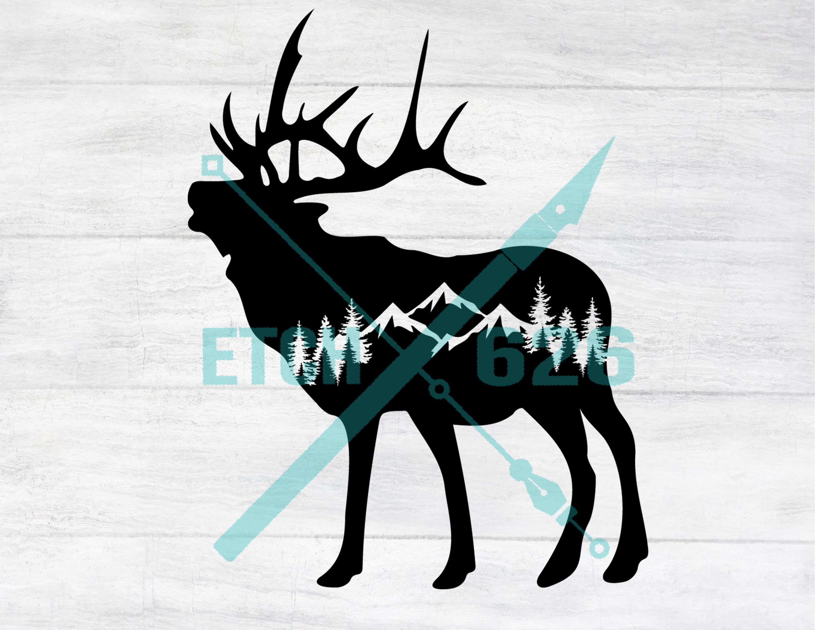 Elk Bugling Trees and Mountains Instant Digital Files, Cricut, Cnc ...