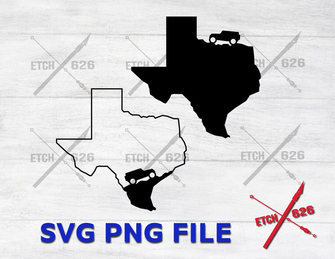 Texas State Outline With off Road Vehicle and Mountains Digital Files ...