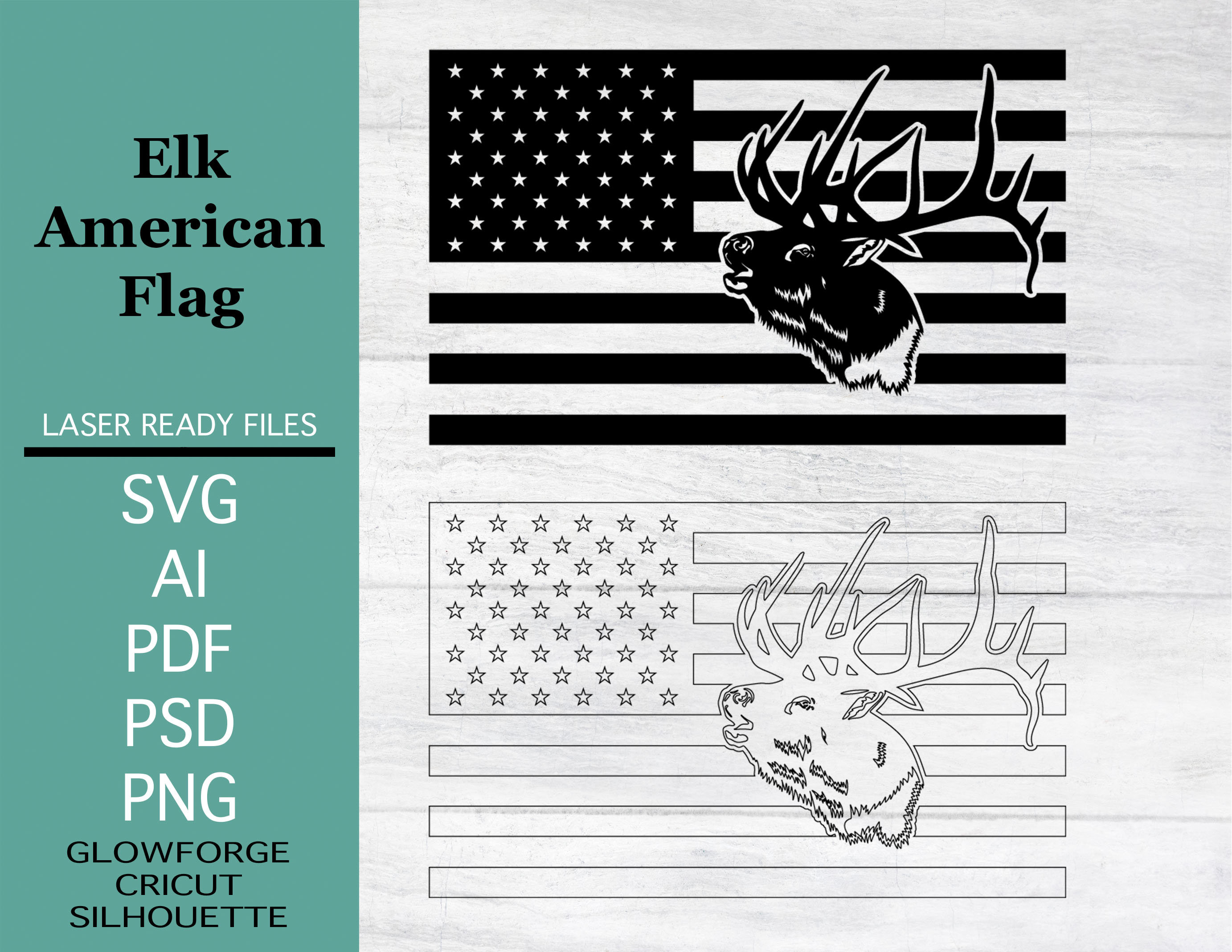 Elk American Flag SVG, Laser Cut Files (digital Download) - Etsy
