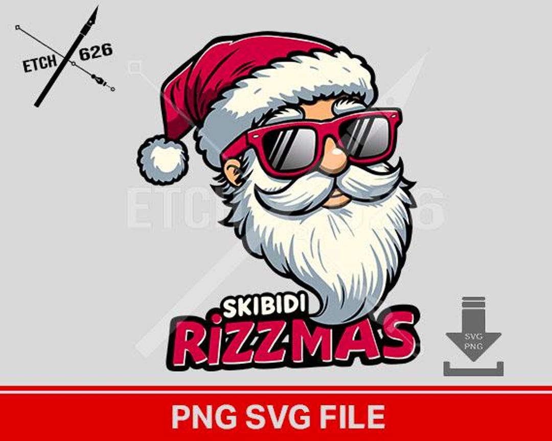 Skibidi Rizzmas Santa PNG – Christmas Retro, 80s, Sunglasses Digital ...