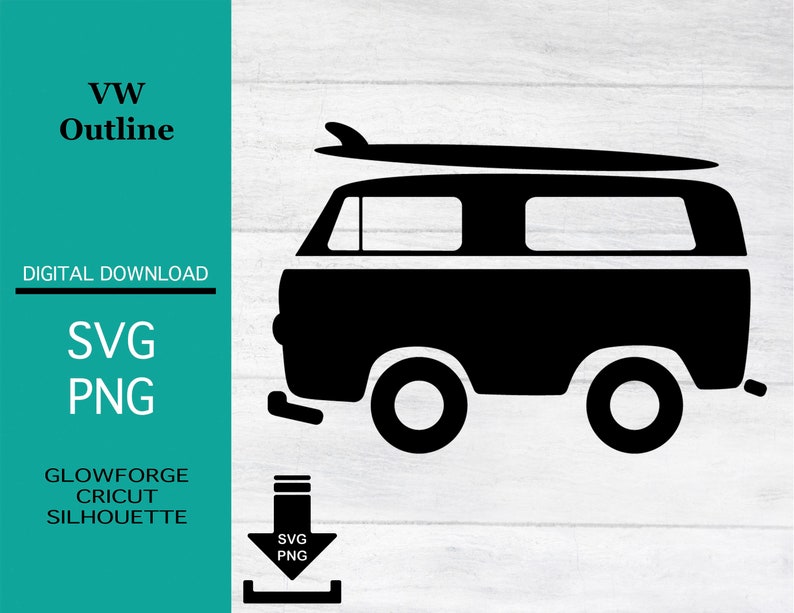 VW Bus With Surf Board Svg Png Digital Files Download - Etsy UK