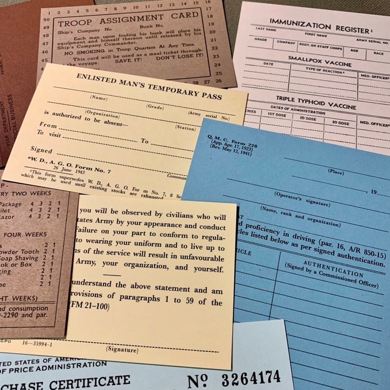 Paperwork Set for US Army WW2 GI Reenactment Pocket Filler - Etsy
