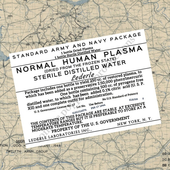 Plasma Box Labels for WW2 US Army Reenactment US Medical - Etsy Ireland