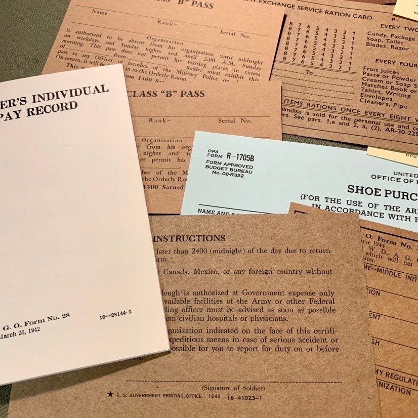 Paperwork Set for US Army WW2 GI Reenactment Pocket Filler - Etsy Australia