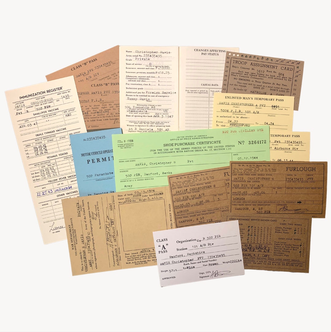 Customised Paperwork Set for US Army WW2 GI Reenactment Pocket Filler ...