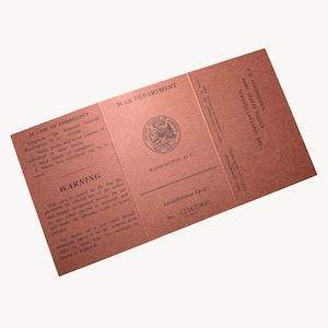 US Army Custom ID Card for WW2 GI Reenactment Pocket Filler, Film Prop ...