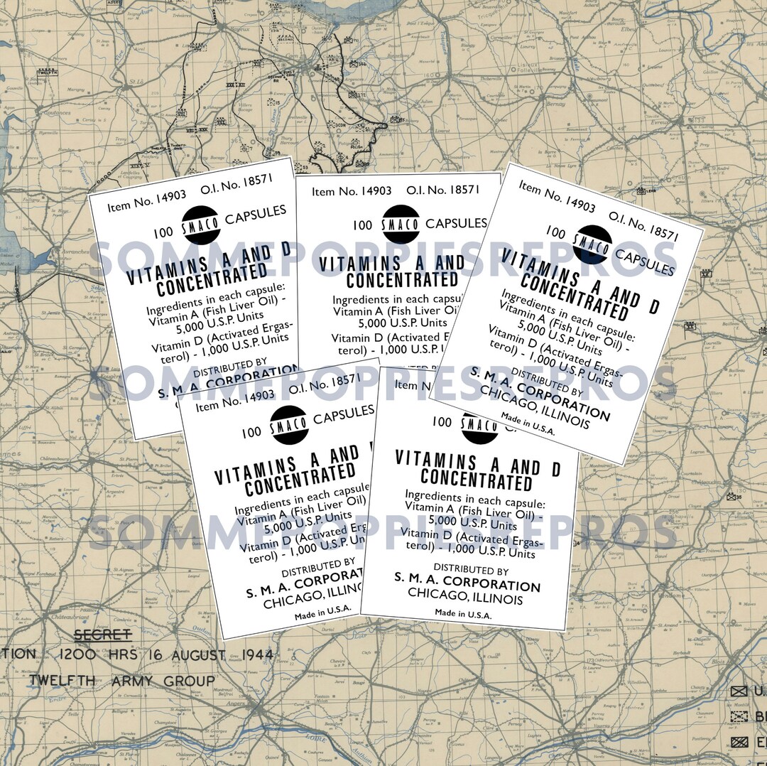 Vitamin Labels for WW2 US Army Reenactment US Medical - Etsy